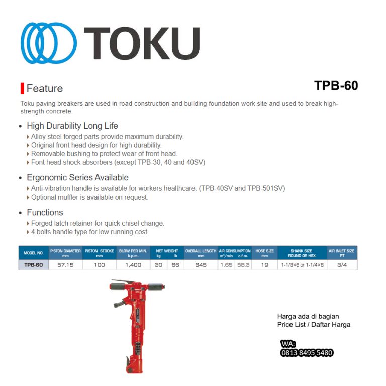 TOKU - TOKU TPB 60 Paving Breaker
